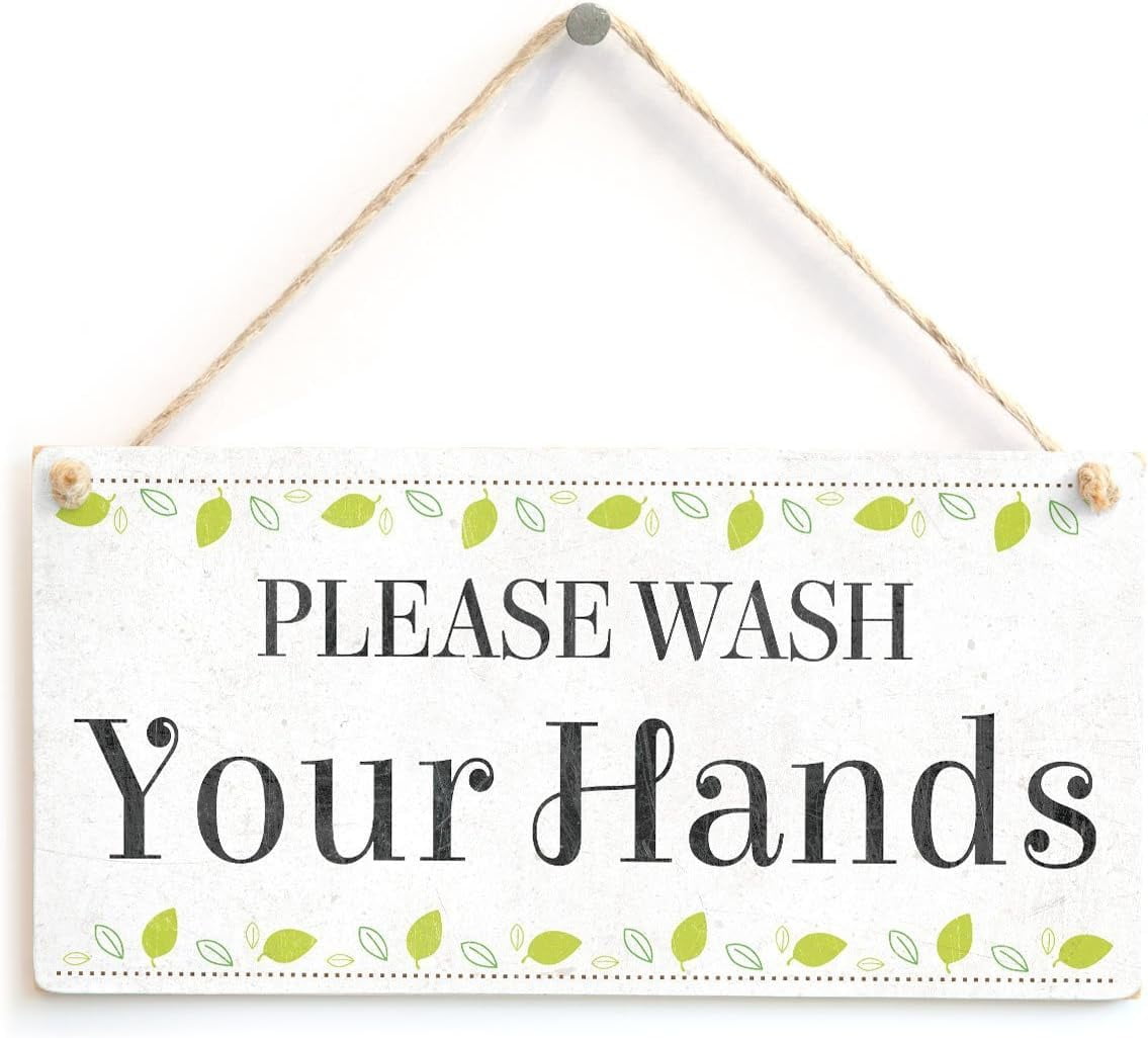 Wood Sign 5x10 Inch Novelty Bathroom Wood Signs Please Wash Your Hands ...