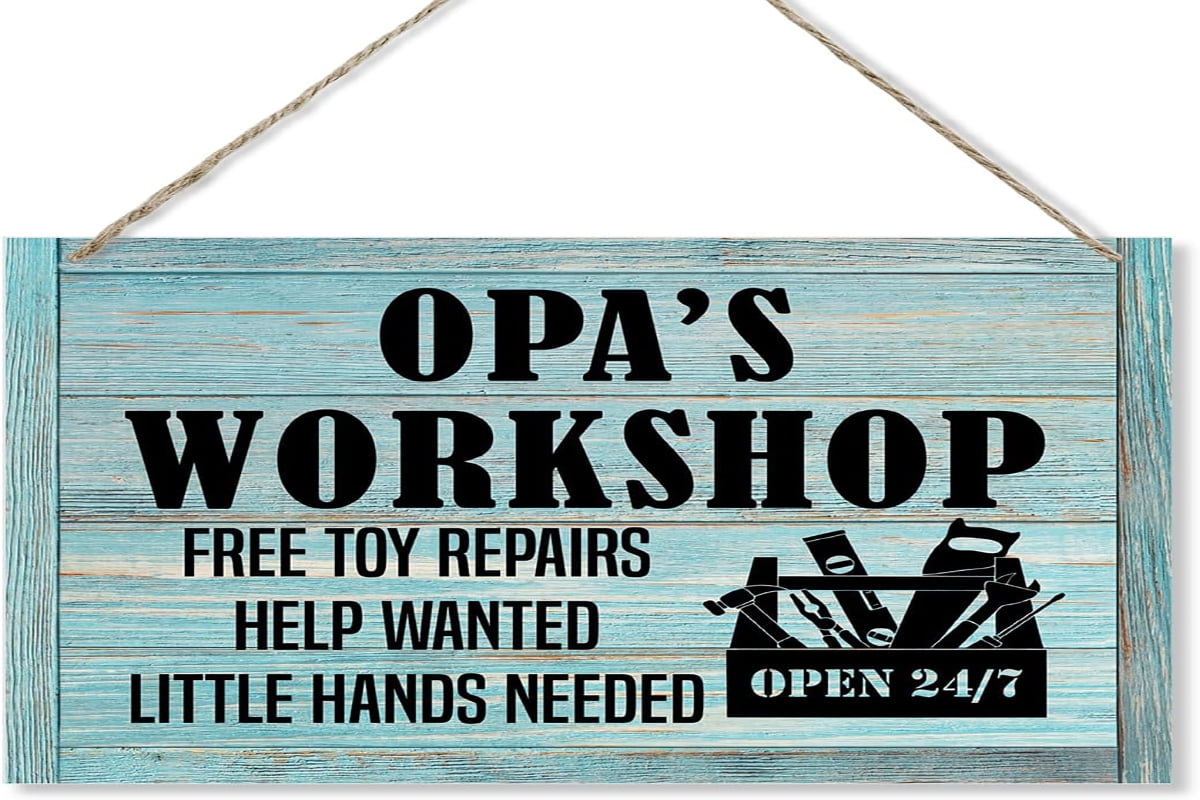 Wood Sign 5x10 Inch Opa'S Workshop Sign Hanging Wooden Plaques Decor ...
