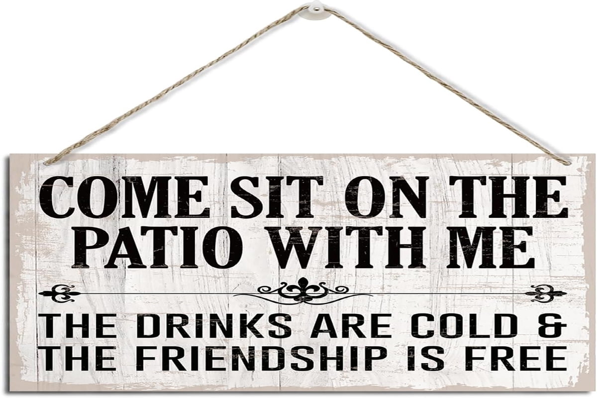 Wood Sign 5x10 Inch Patio Garden Decor Come Sit On The Patio Sign ...