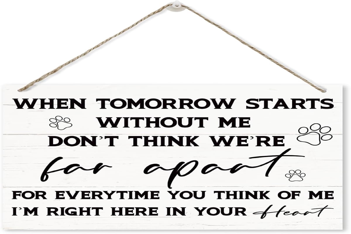 Wood Sign 5x10 Inch Pet Decor Pet Memorial Wall Sign When Tomorrow ...