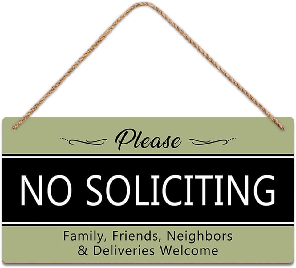 Wood Sign 5x10 Inch Please No Soliciting Family Friends Neighbors ...