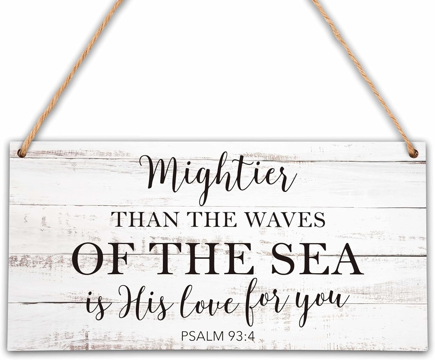 Wood Sign 5x10 Inch Qinkel Mightier Than The Waves Psalm 934 Sign Bible ...