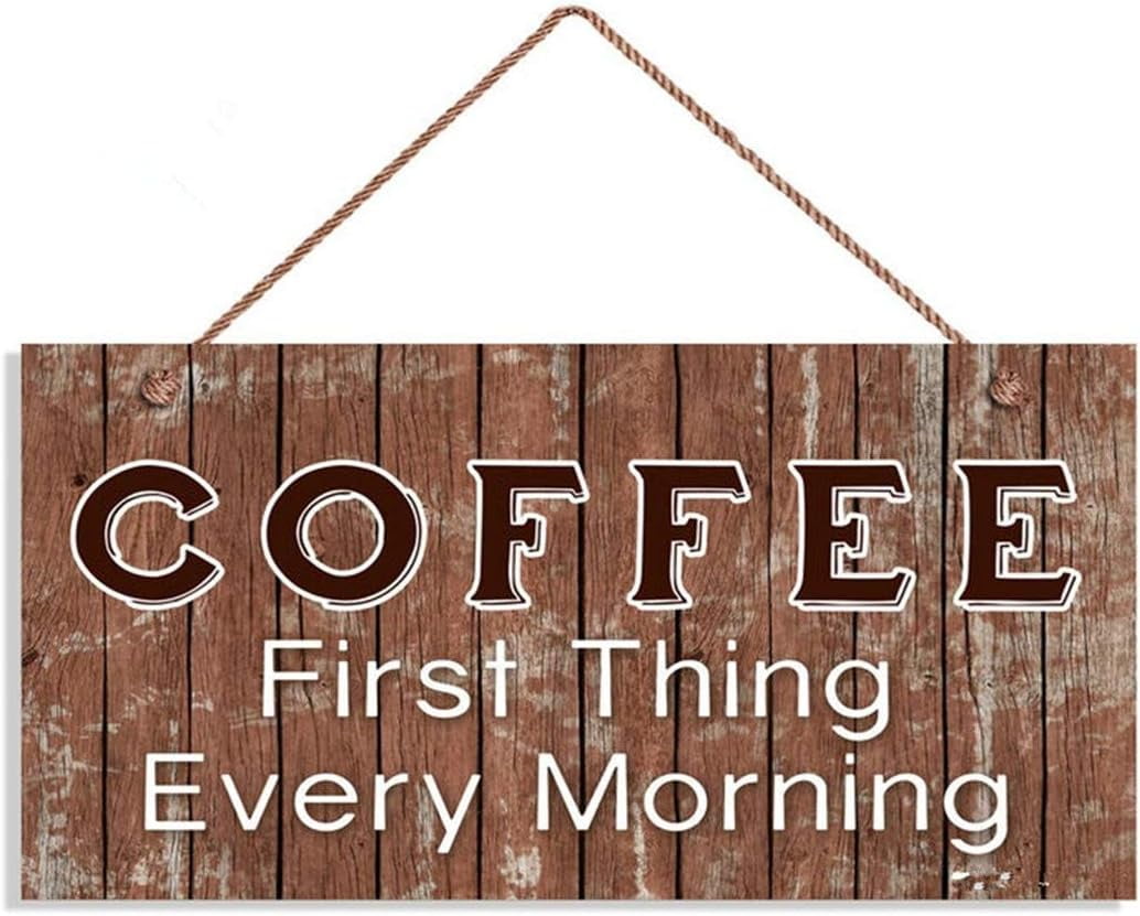 Wood Sign 5x10 Inch Rustic Coffee Lovers Wood Signs Coffee First Thing ...
