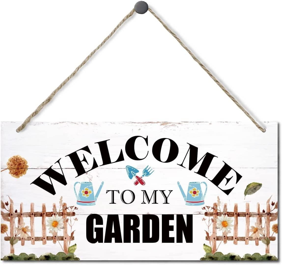 Wood Sign 5x10 Inch Rustic Farmhouse Wood Signs Welcome To My Garden ...