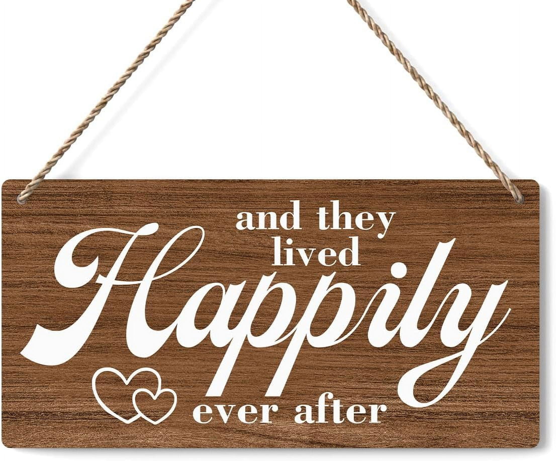 Wood Sign 5x10 Inch Rustic Wedding Signs And They Lived Happily Ever ...