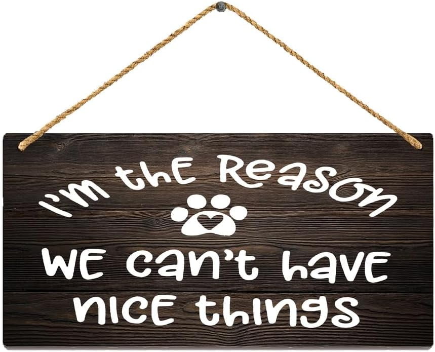 Wood Sign 5x10 Inch Rustic Wooden Door Hanging Wall Art Sign I'M The ...