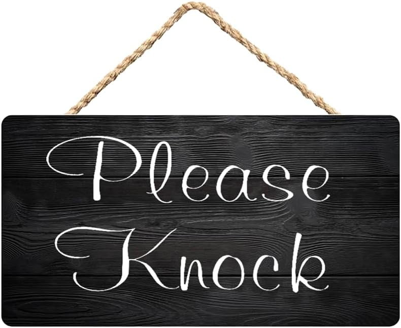 Wood Sign 5x10 Inch Rustic Wooden Signs For Home Please Knock Wood Sign ...