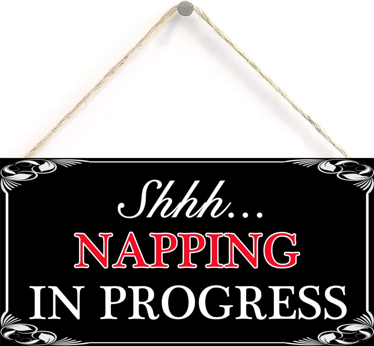 Wood Sign 5x10 Inch Shhh... Napping In Progress Hanging Sign Decorative ...