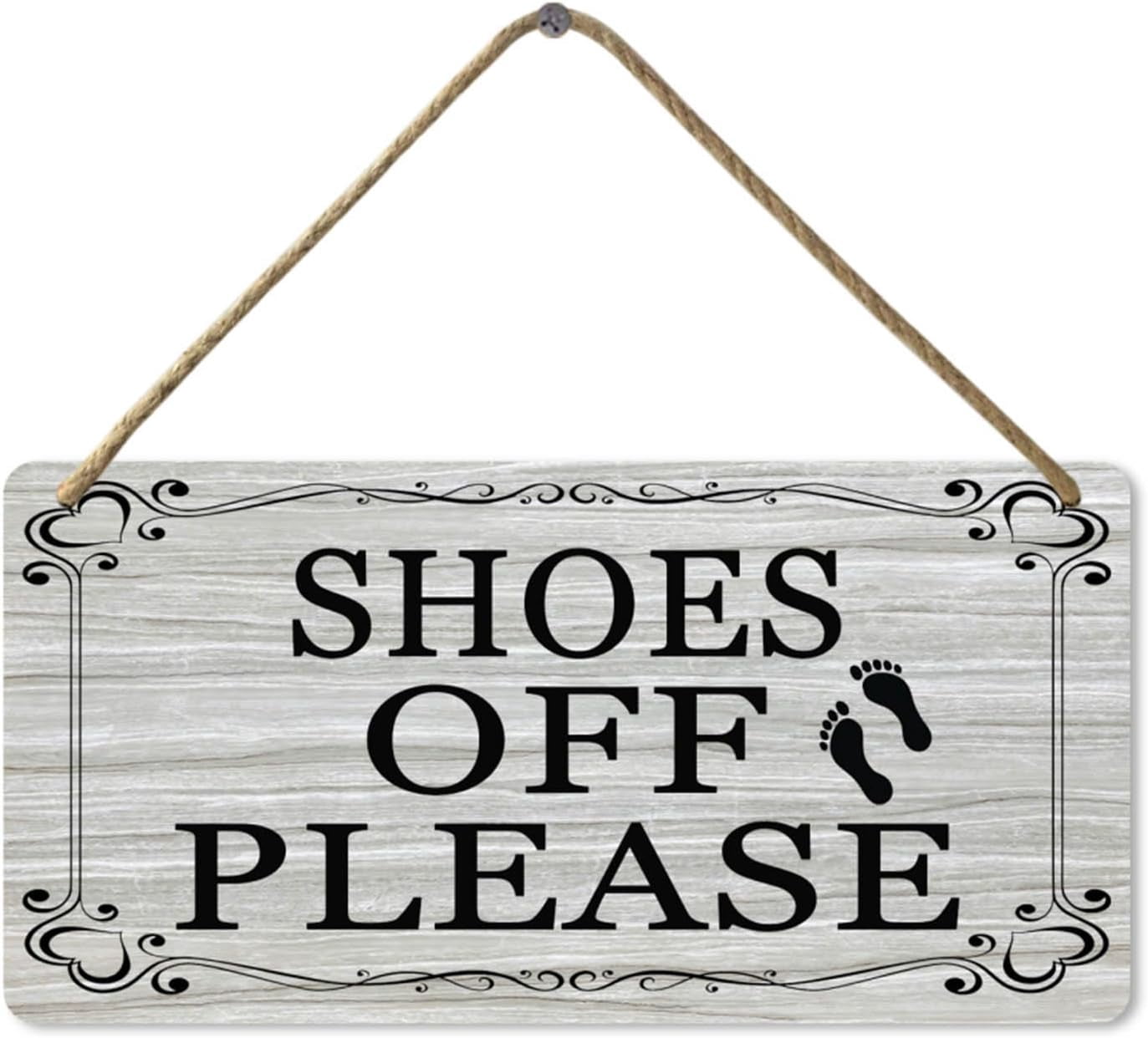 Wood Sign 5x10 Inch Shoes Off Please Hanging Wooden Sign Plaque No ...