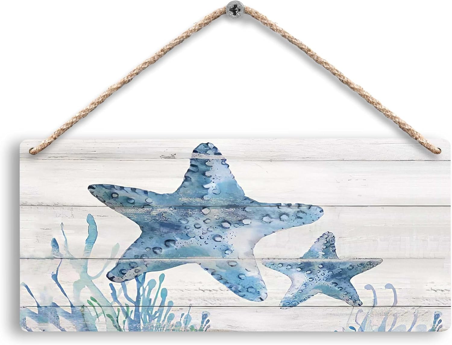 Wood Sign 5x10 Inch Vintage Ocean Starfish Hanging Wooden Signs Summer ...