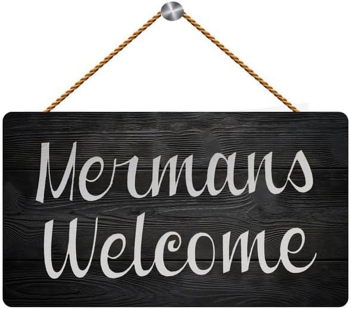 Wood Sign 5x10 Inch Wood Plaque Sign Wall Hanging Mermans Welcome ...