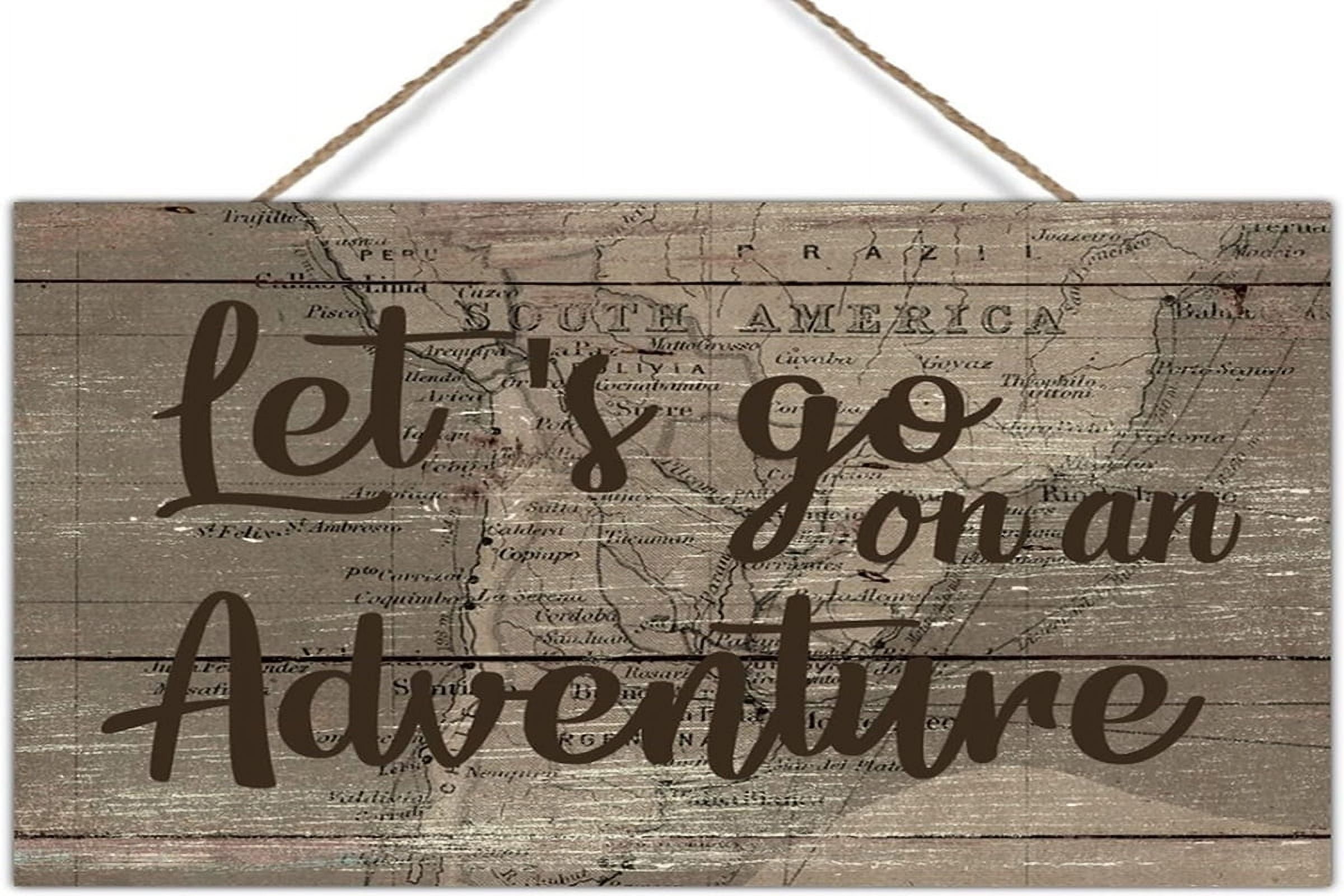 Wood Sign 5x10 Inch Wood Sign Antique Maps Of The World Wood Sign Let'S ...