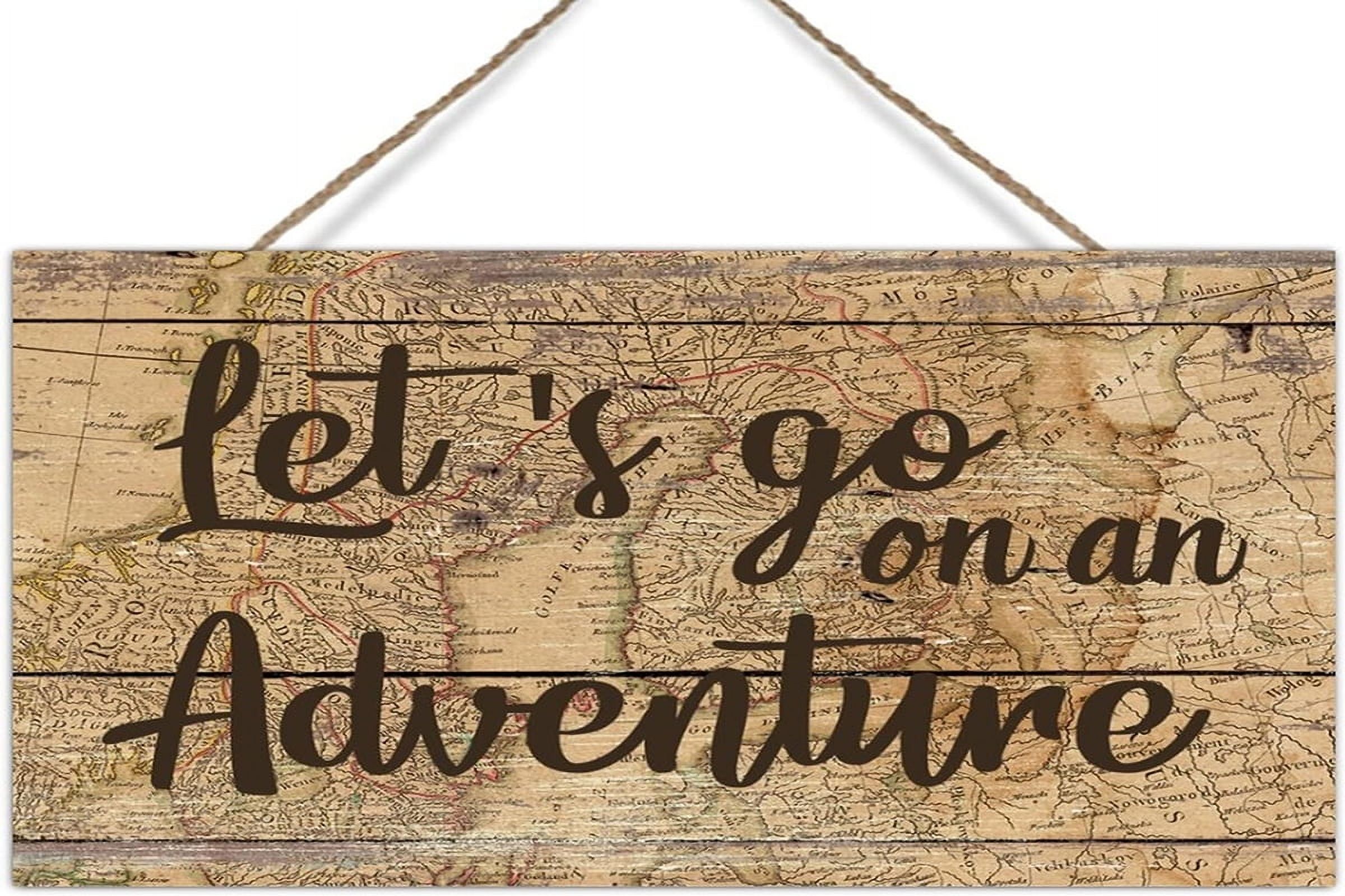 Wood Sign 5x10 Inch Wood Sign Antique World Maps Adventure Sign Wall ...