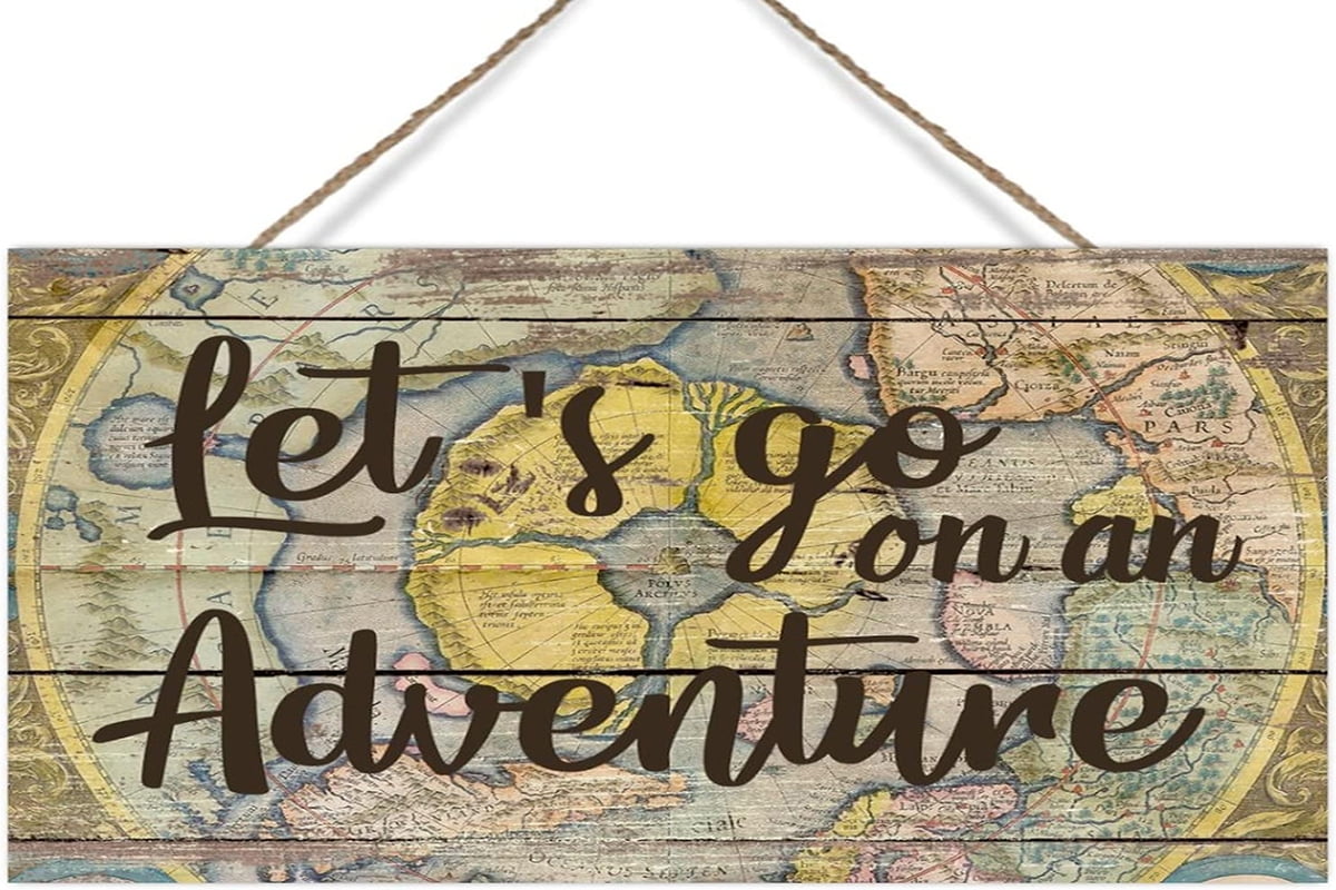 Wood Sign 5x10 Inch Wood Sign Travel Theme Antique World Map Sign ...