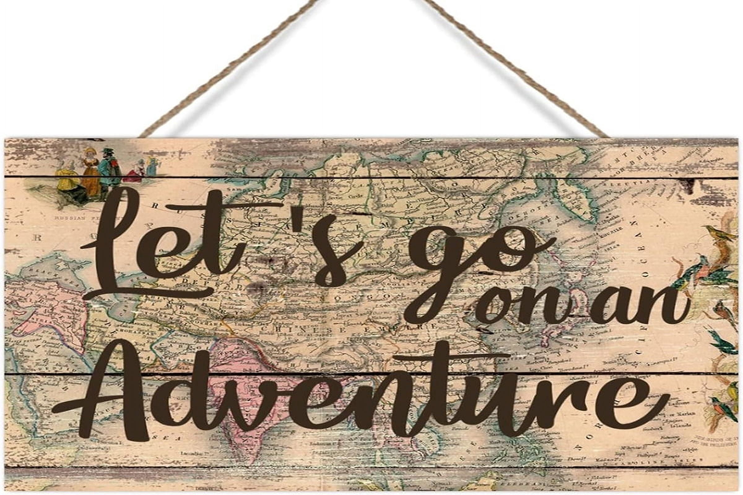 Wood Sign 5x10 Inch Wood Wall Art Sign Watercolor Vintage World Map ...