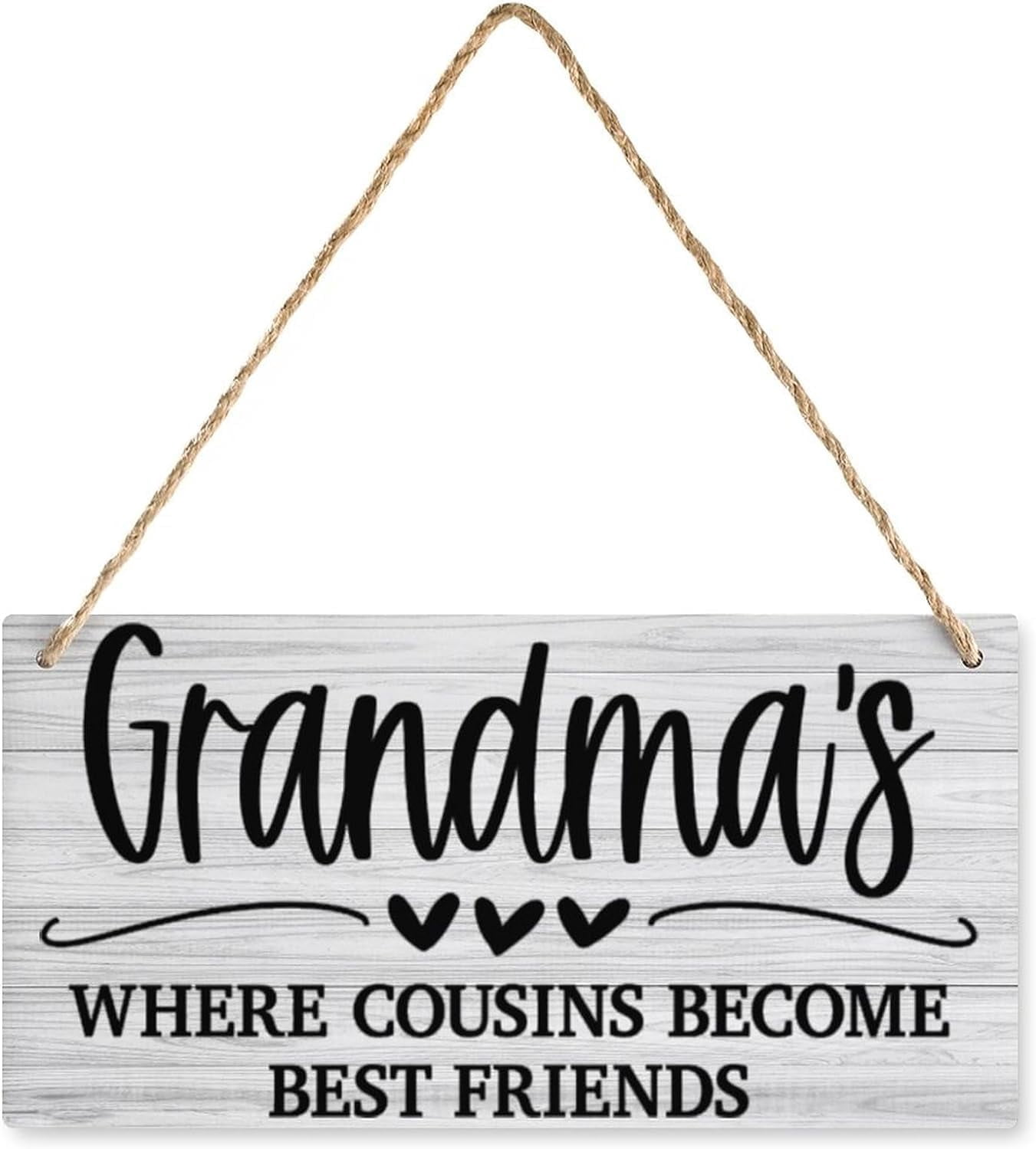 Wood Sign 5x10 Inch Wooden Hanging Plaque Grandma'S Where Cousins ...