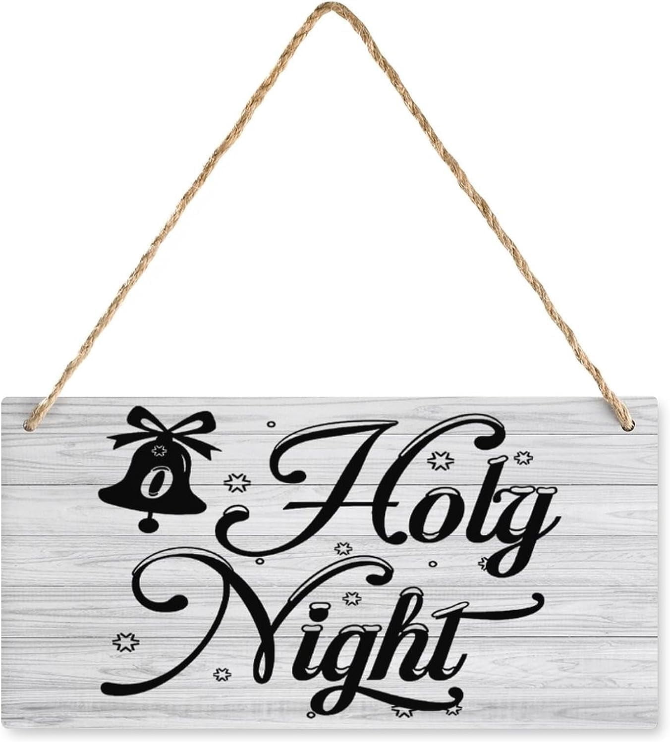 Wood Sign 5x10 Inch Wooden Hanging Sign Plaque O Holy Night Rustic ...