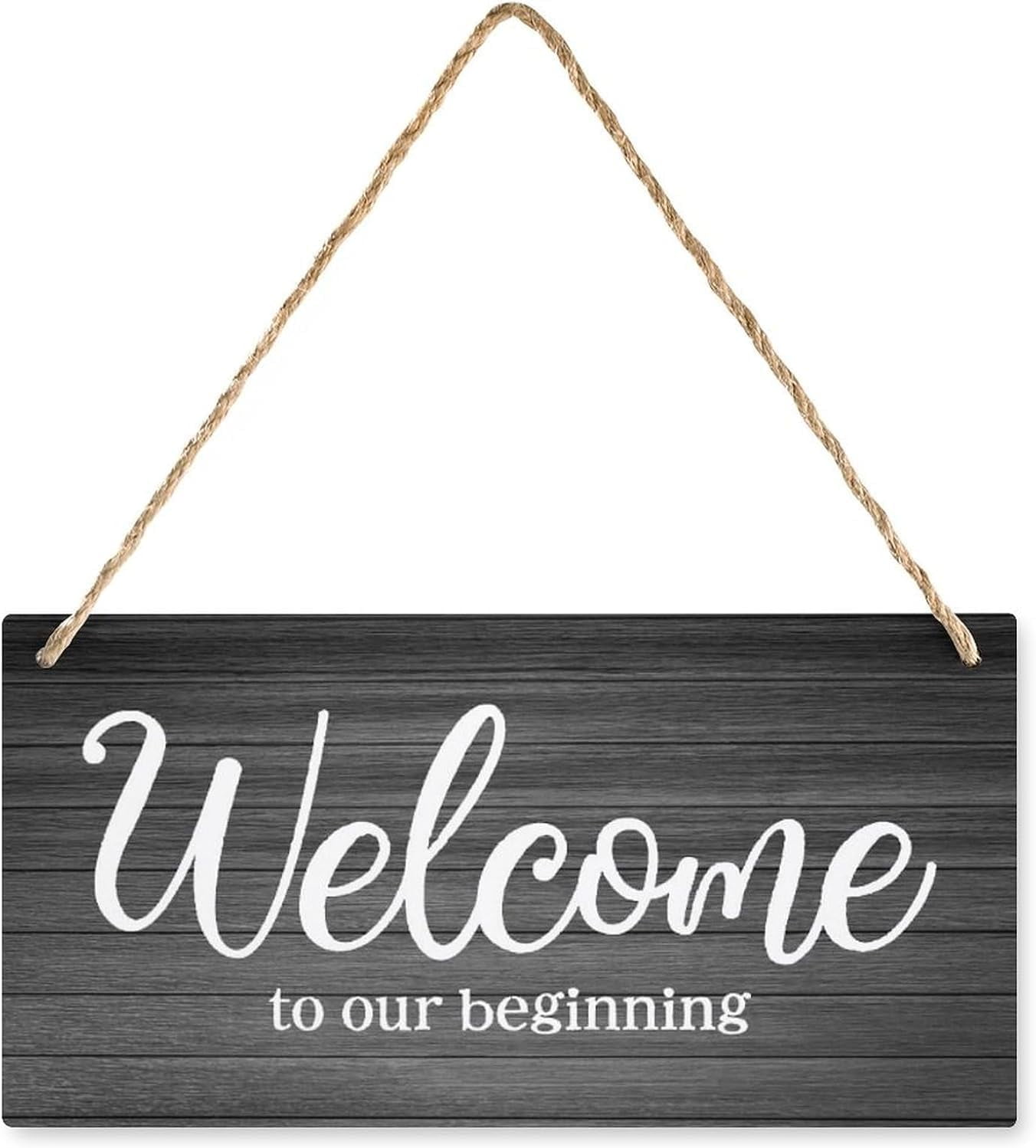 Wood Sign 5x10 Inch Wooden Hanging Sign Plaque Welcome To Our Beginning ...