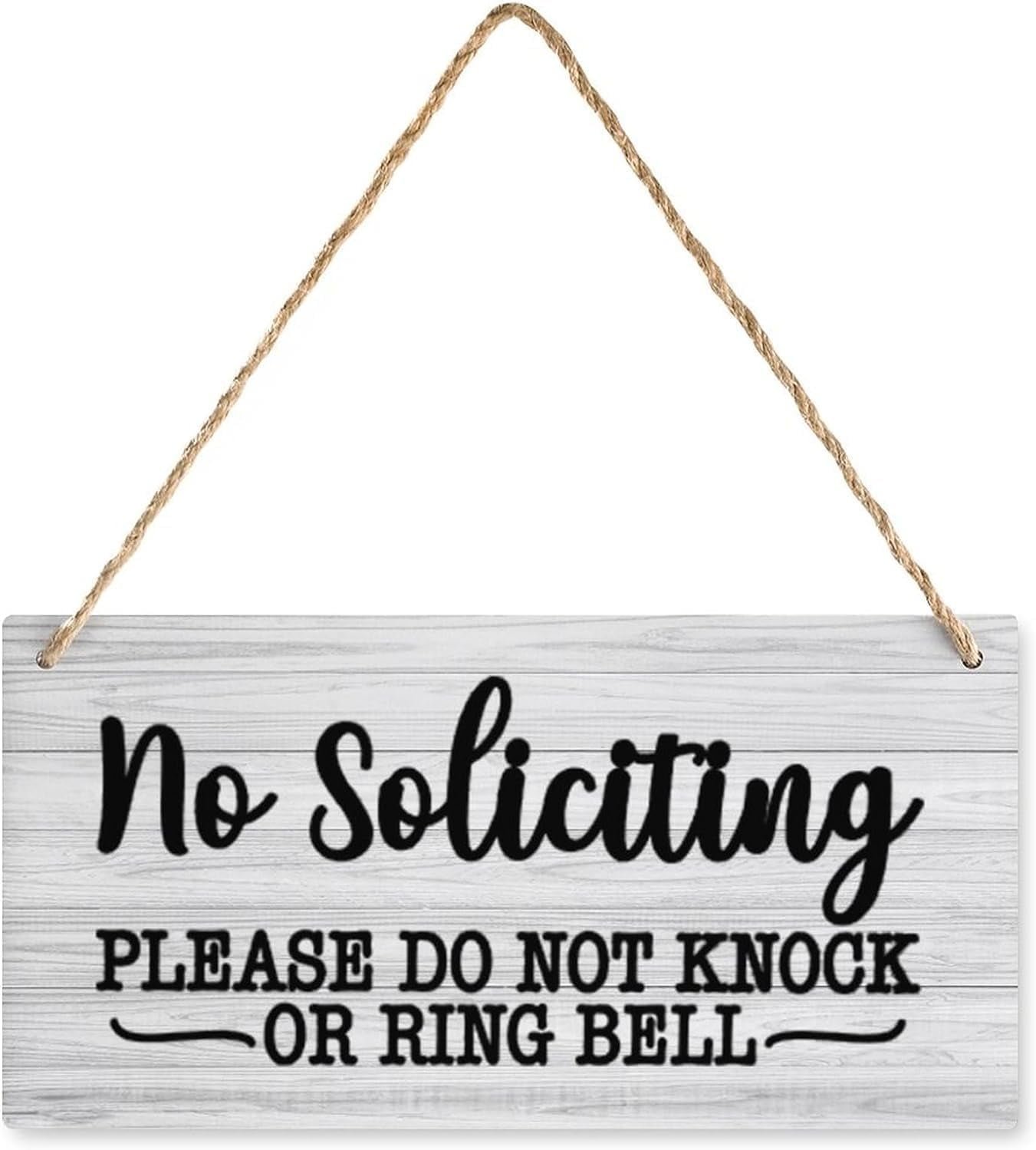 Wood Sign 5x10 Inch Wooden Hanging Sign Wall Decor No Soliciting Please ...