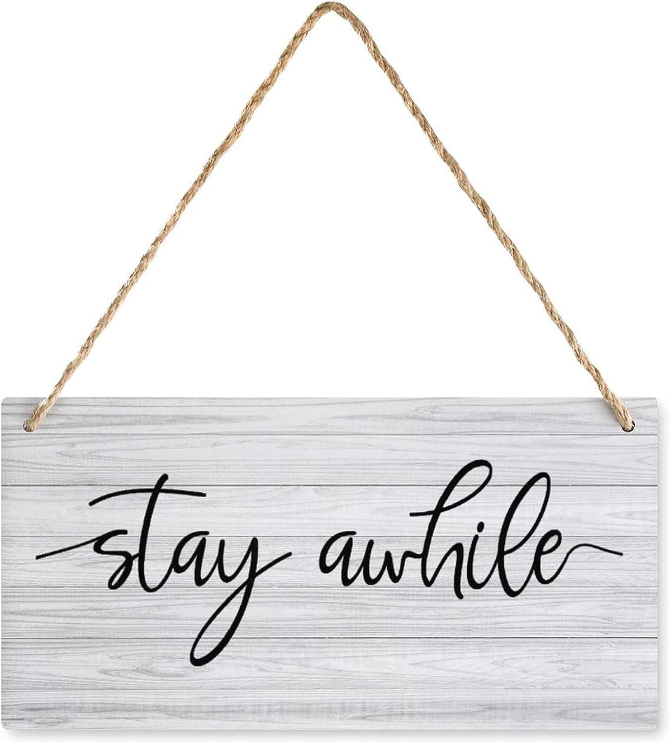 Wood Sign 5x10 Inch Wooden Hanging Sign Wood Wall Decor Stay Awhile ...