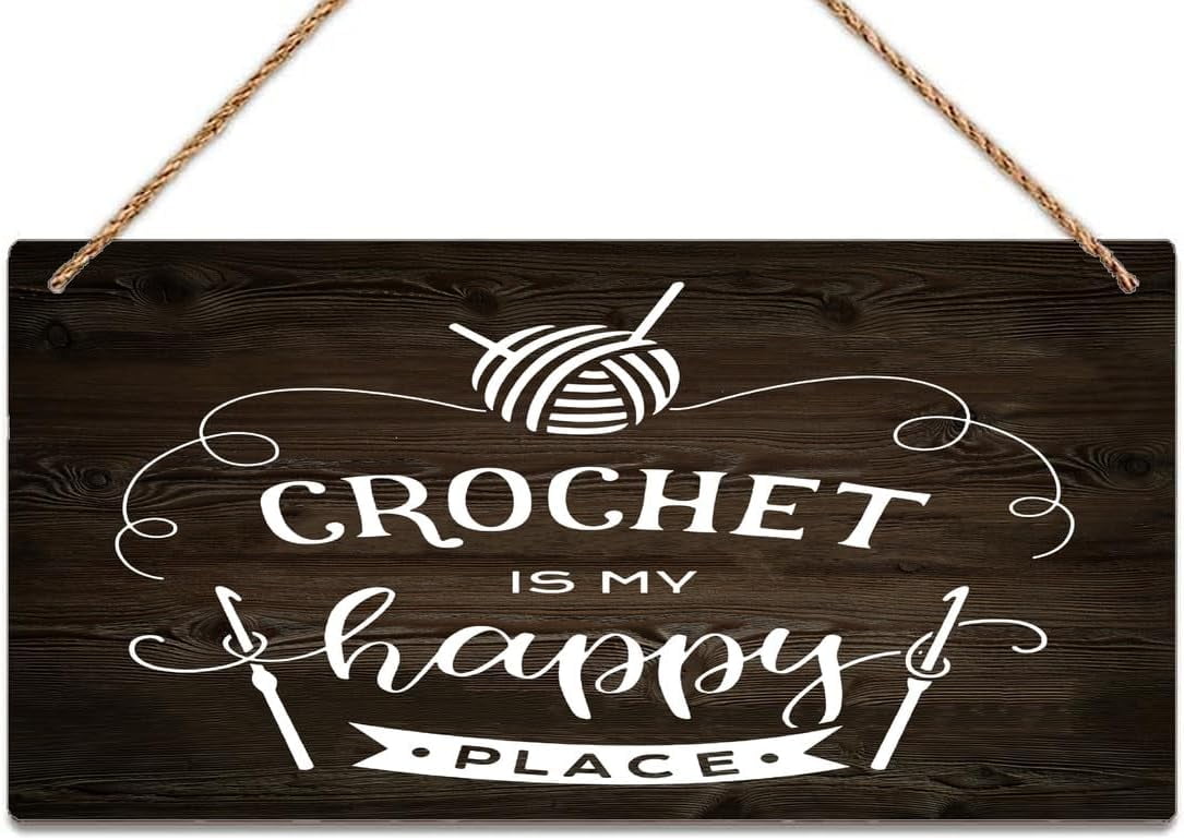Wood Sign 5x10 Inch Wooden Signs Room Decorations Crochet Is My Happy ...