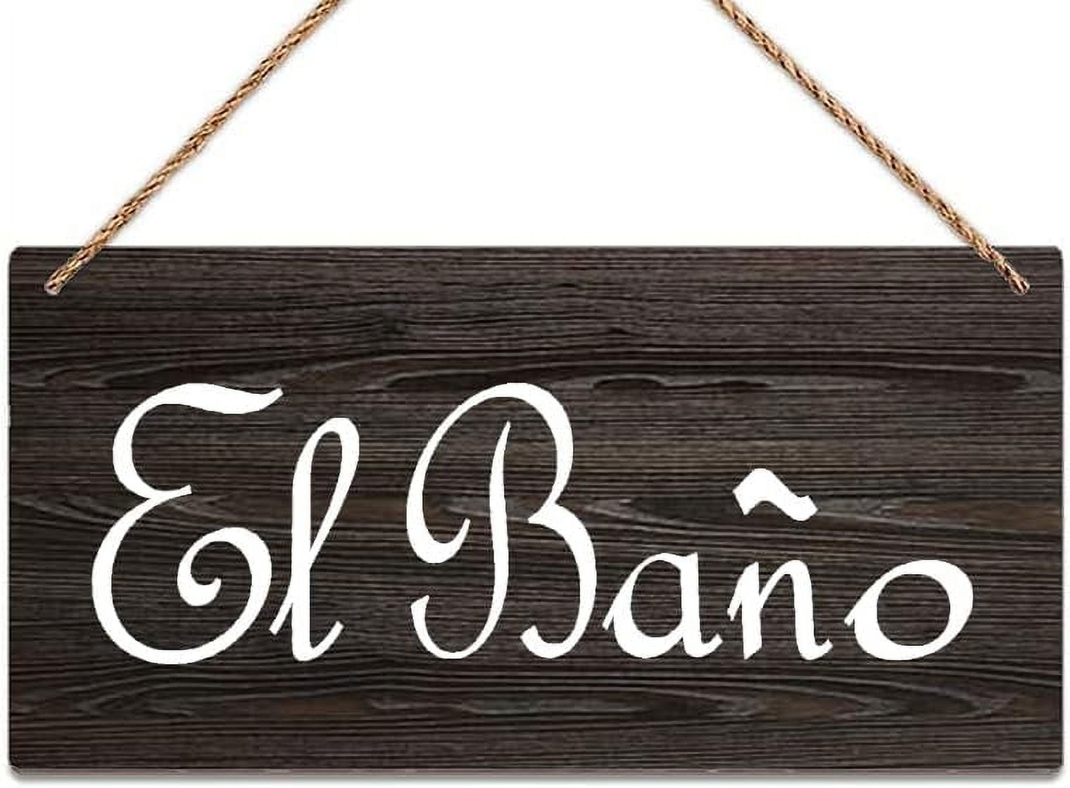 Wood Sign 5x10 Inch Wooden Signs Room Decorations El Bano Bath Spanish ...