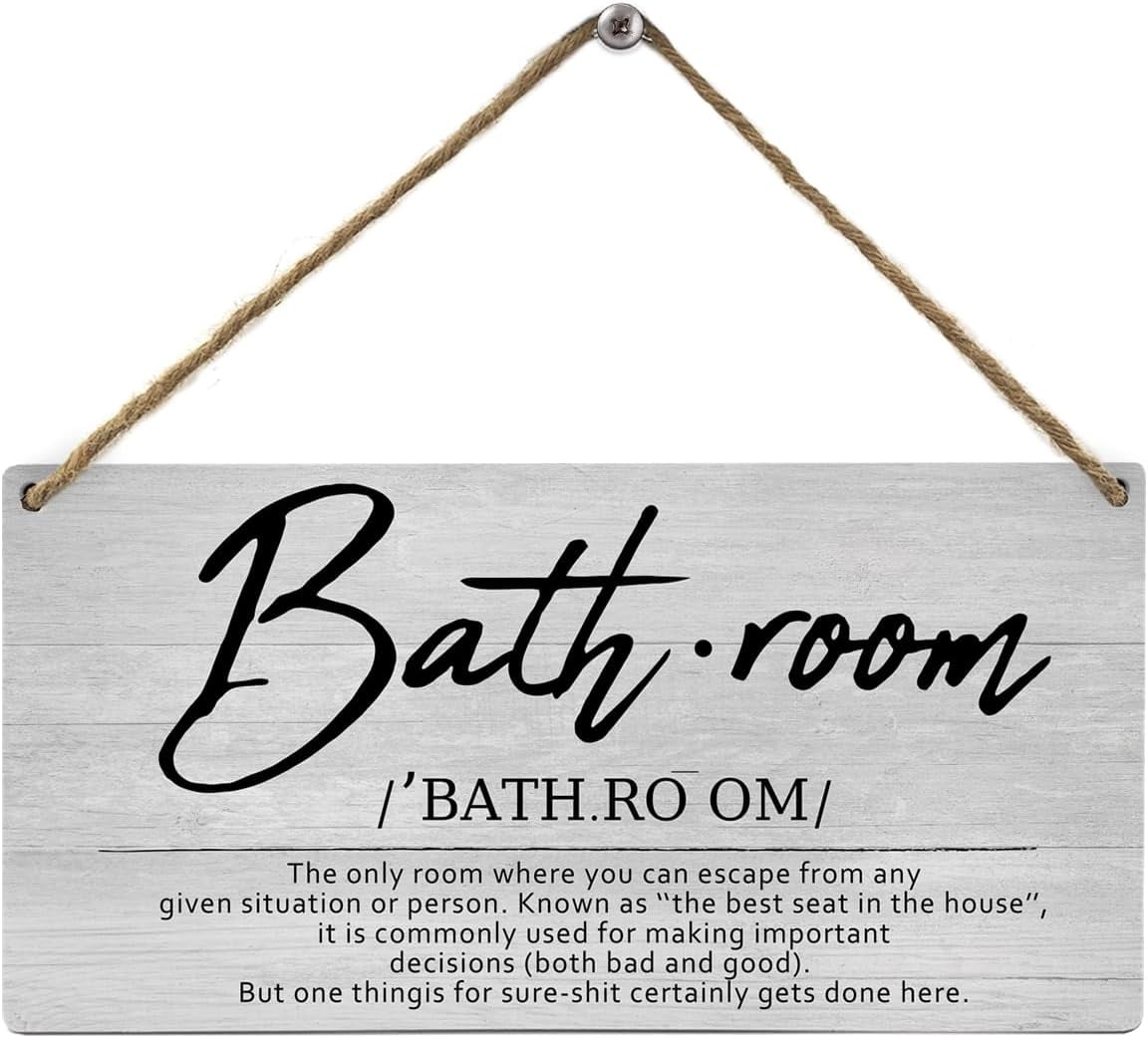 Wood Sign 6x12 Inch Bathroom Definition Front Door Sign Funny Wooden ...