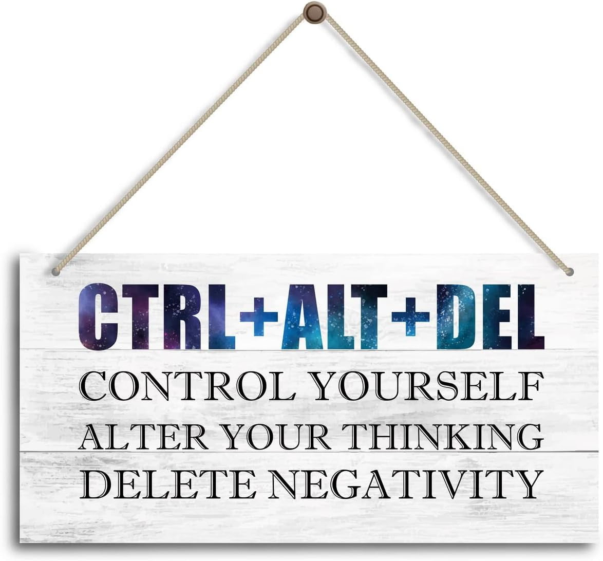 Wood Sign 6x12 Inch Ctrl+Alt+Del Control Yourself Alter Your Thinking ...