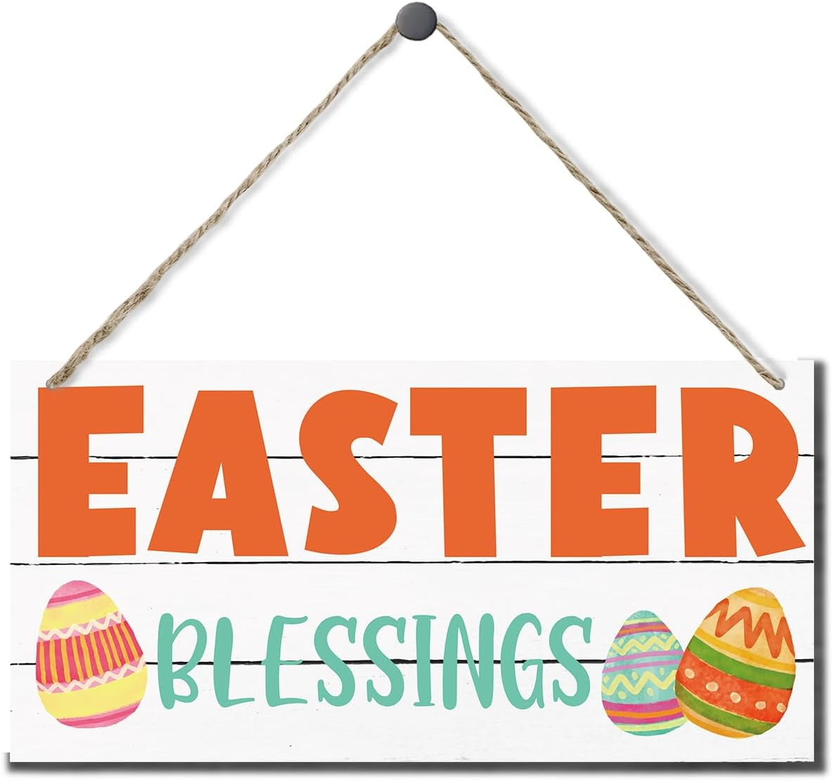 Wood Sign 6x12 Inch Easter Wood Sign Easter Blessings Sign Hanging Wood ...