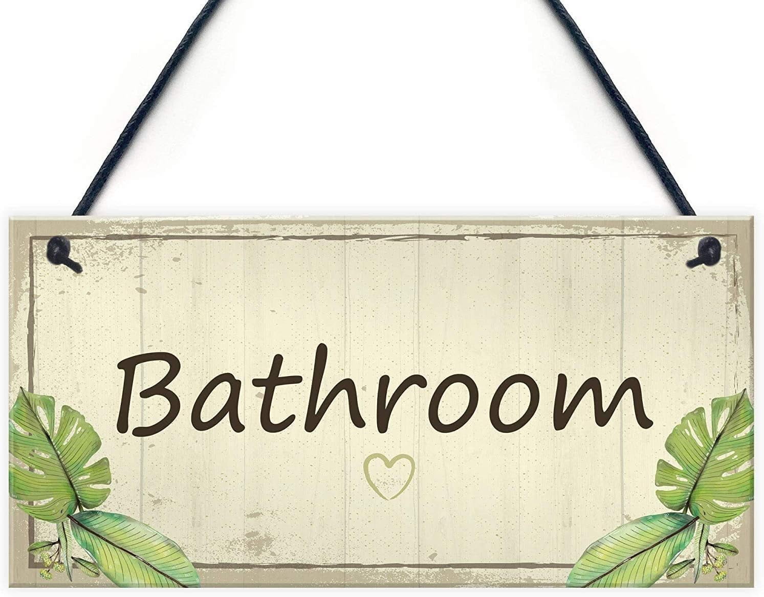 Wood Sign 6x12 Inch Farmhouse Bathroom Wood Signs Wooden Hanging String ...