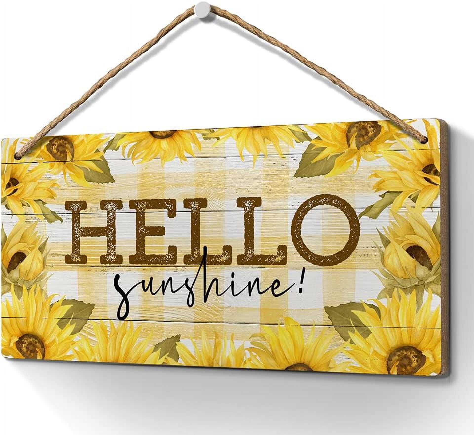 Wood Sign 6x12 Inch Farmhouse Wood Signs Hello Sunshine Sunflower ...
