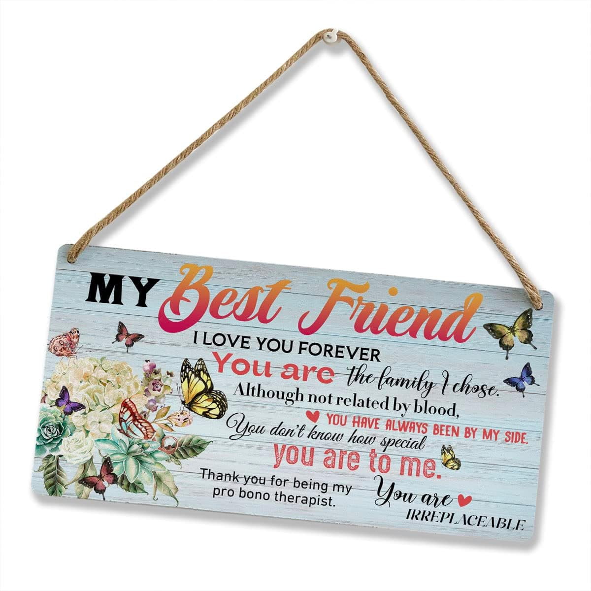 Wood Sign 6x12 Inch Floral Butterfly Friend Wood Signs My Best Friend I ...