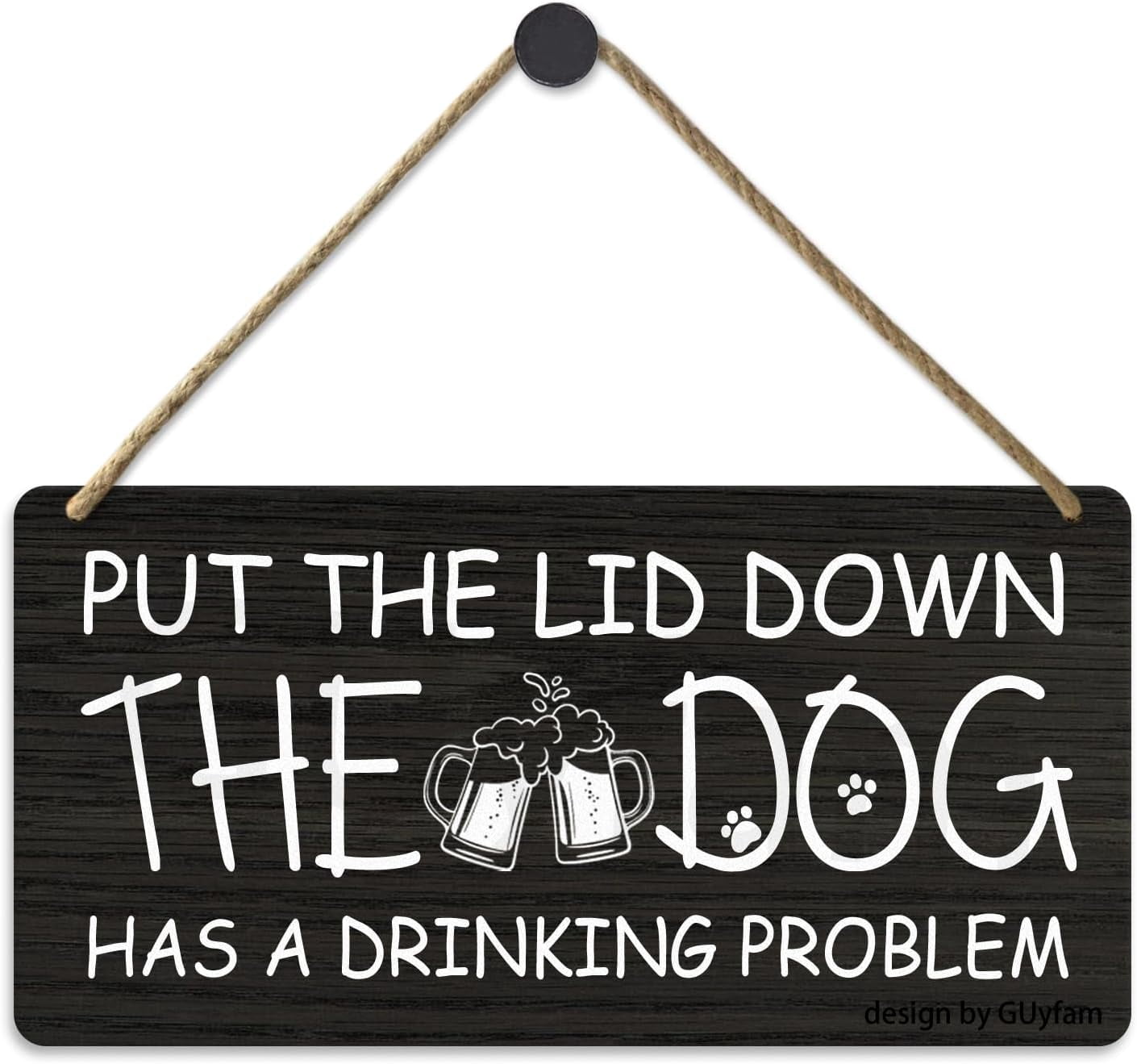 Wood Sign 6x12 Inch Funny Bathroom Wooden Hanging Sign Put The Lid Down ...