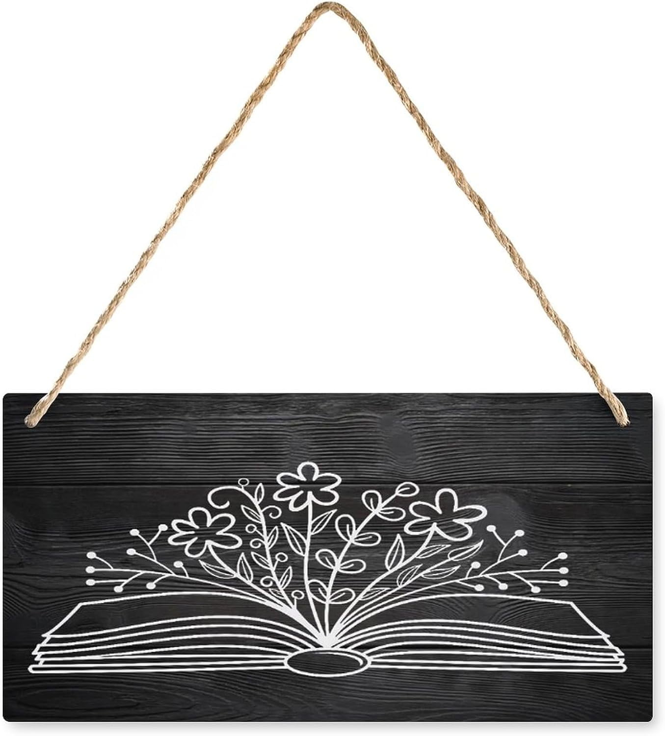 Wood Sign 6x12 Inch Funny Farmhouse Style Wood Sign Floral Book Flowers ...