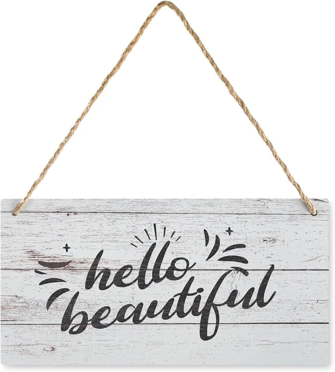 Wood Sign 6x12 Inch Funny Farmhouse Style Wood Sign Hello Beautiful ...