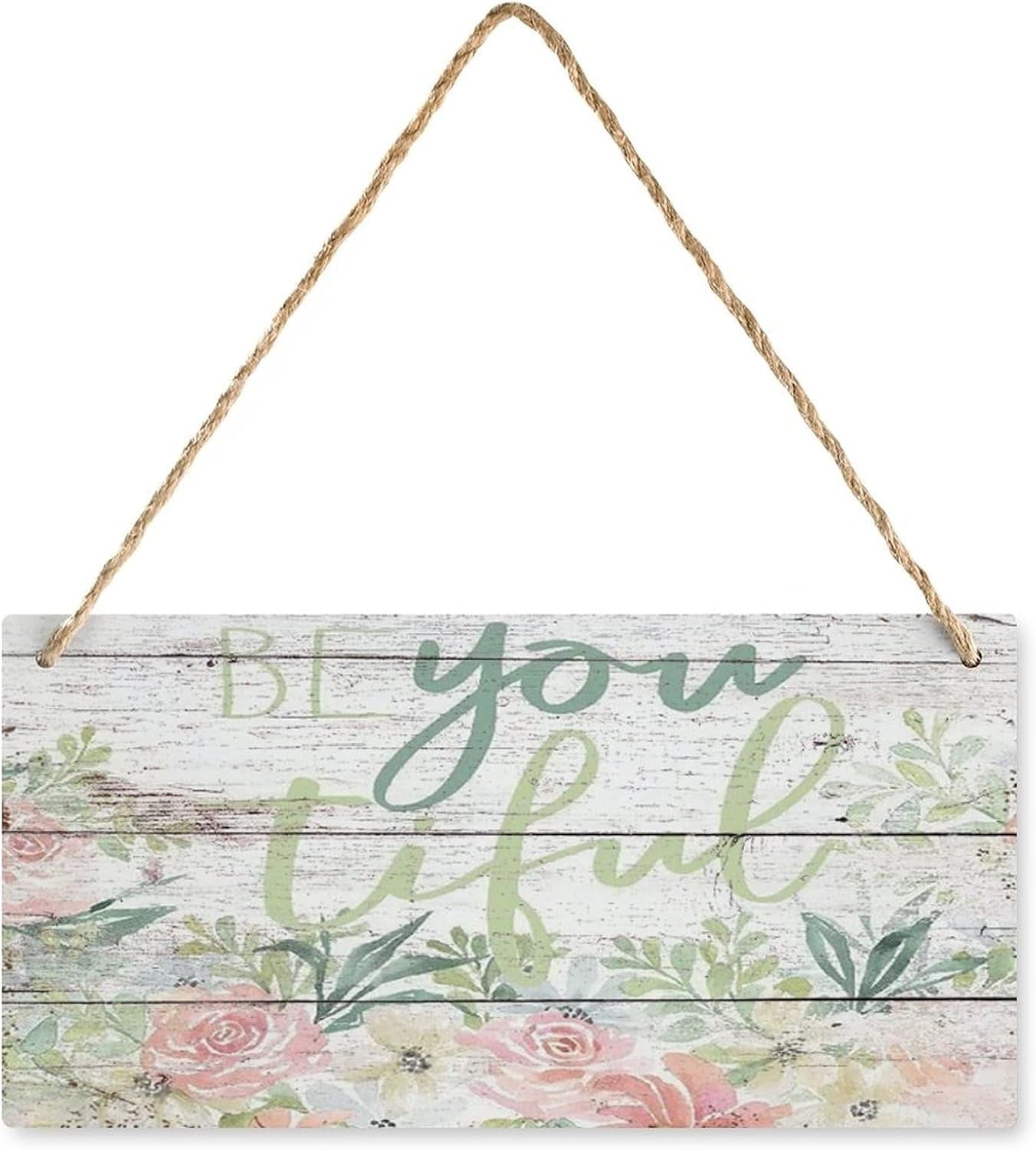 Wood Sign 6x12 Inch Funny Farmhouse Style Wood Sign Be You Tiful Pastel ...