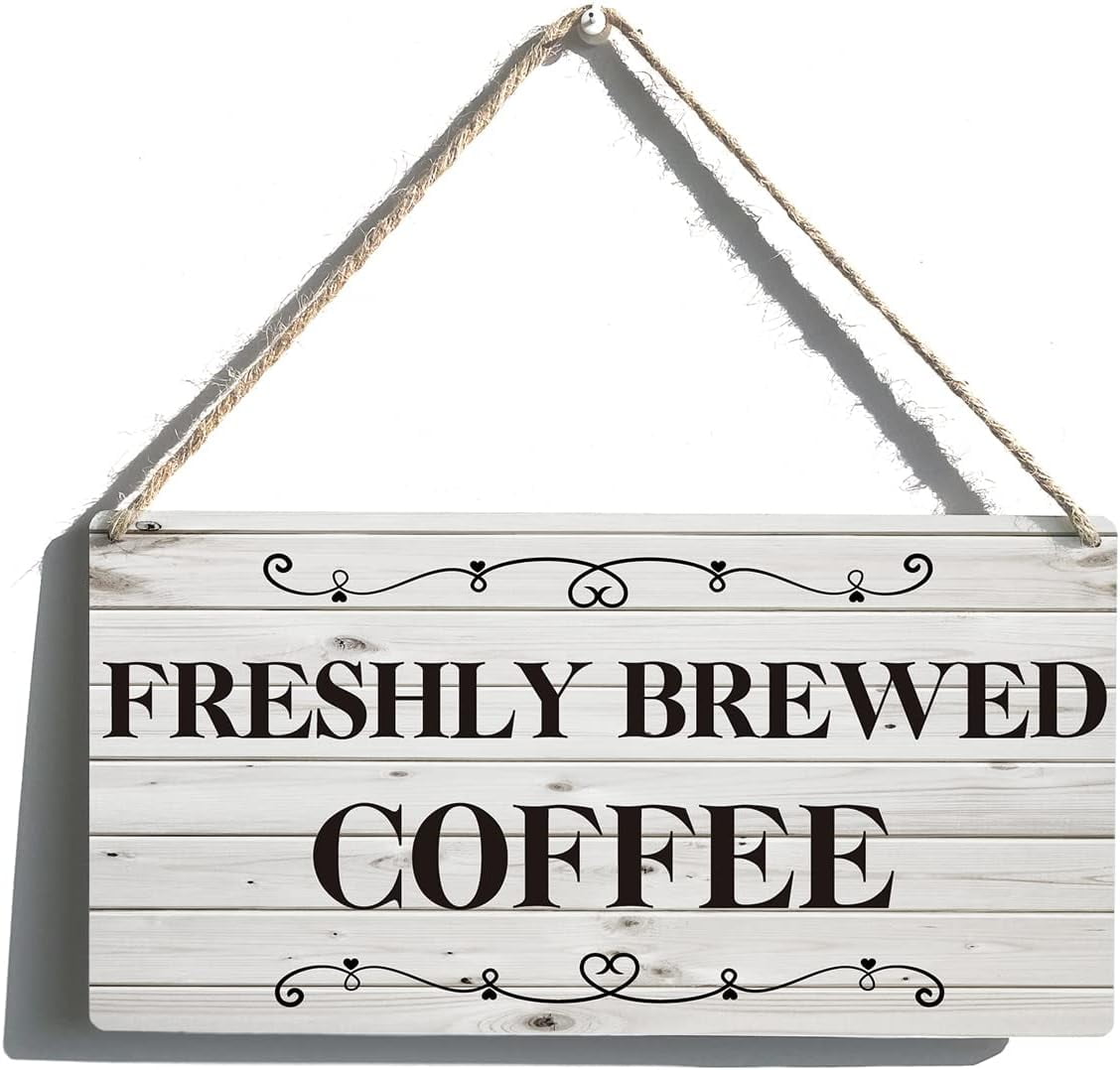 Wood Sign 6x12 Inch Funny Kitchen Coffee Wood Signs Farmhouse Freshly ...