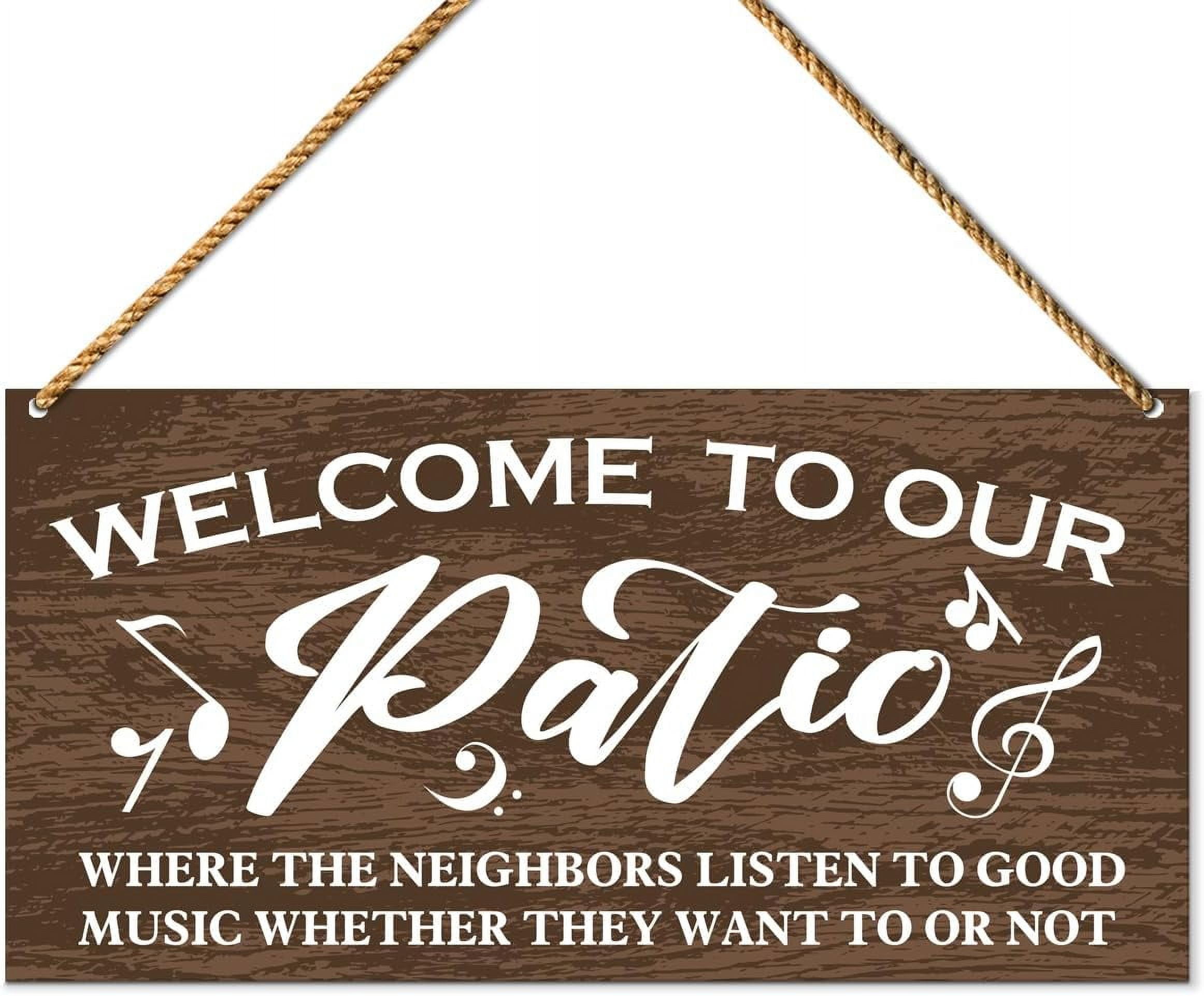 Wood Sign 6x12 Inch Funny Patio Wood Sign Decor Welcome Sign For Patio ...
