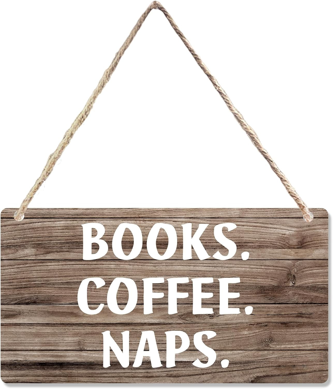 Wood Sign 6x12 Inch Funny Rustic Books Coffee Naps Wooden Sign Coffee ...