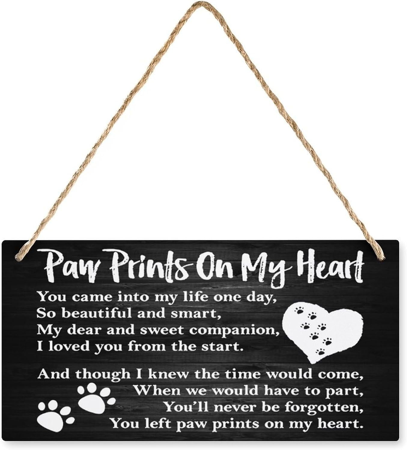 Wood Sign 6x12 Inch Hanging Door Sign Paw Prints On My Heart ...