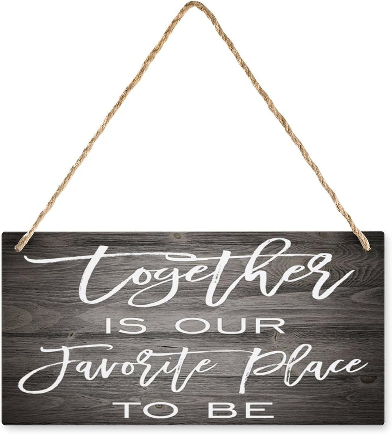 Wood Sign 6x12 Inch Hanging Door Sign Together Is Our Favorite Place To ...