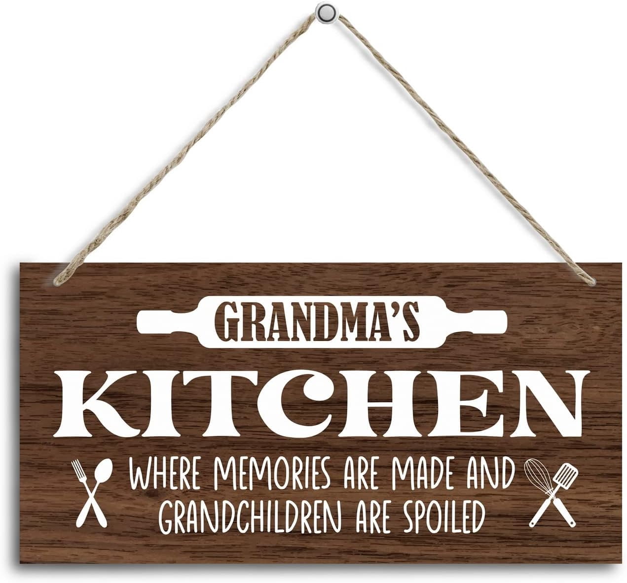 Wood Sign 6x12 Inch Hanging Kitchen Rules Wood Decor Sign Grandma'S ...