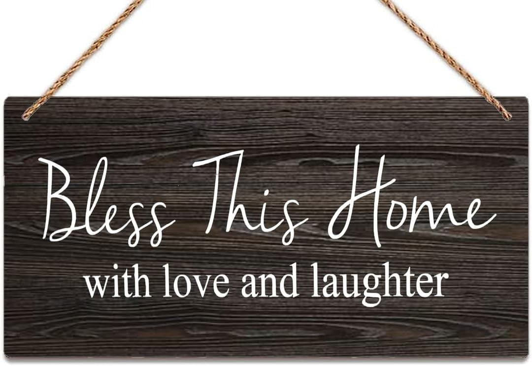 Wood Sign 6x12 Inch Hanging Wood Signs Home Sign Bless This Home With ...