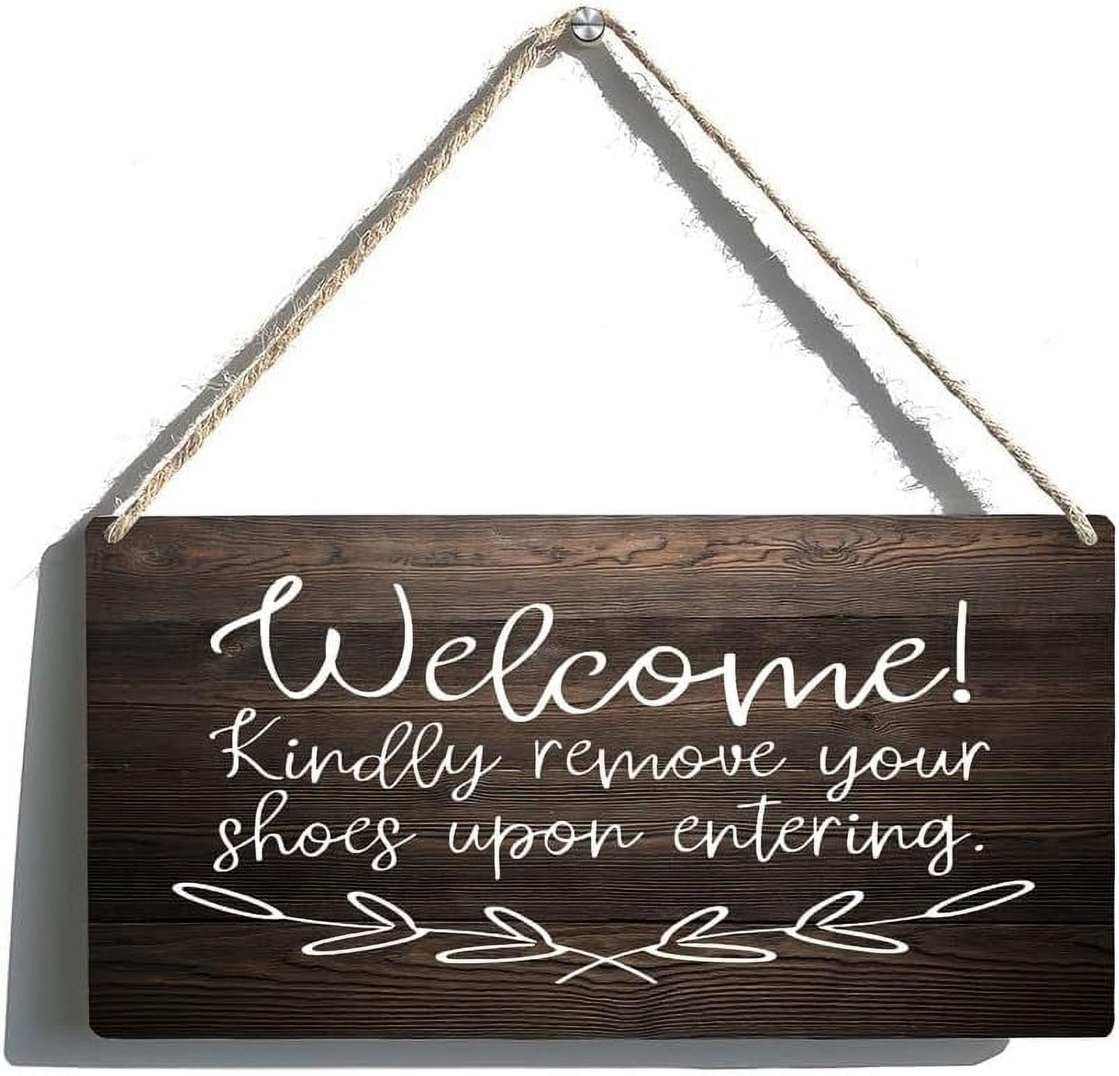 Wood Sign 6x12 Inch Hanging Wood Signs Remove Shoes Sign No Shoes Sign ...