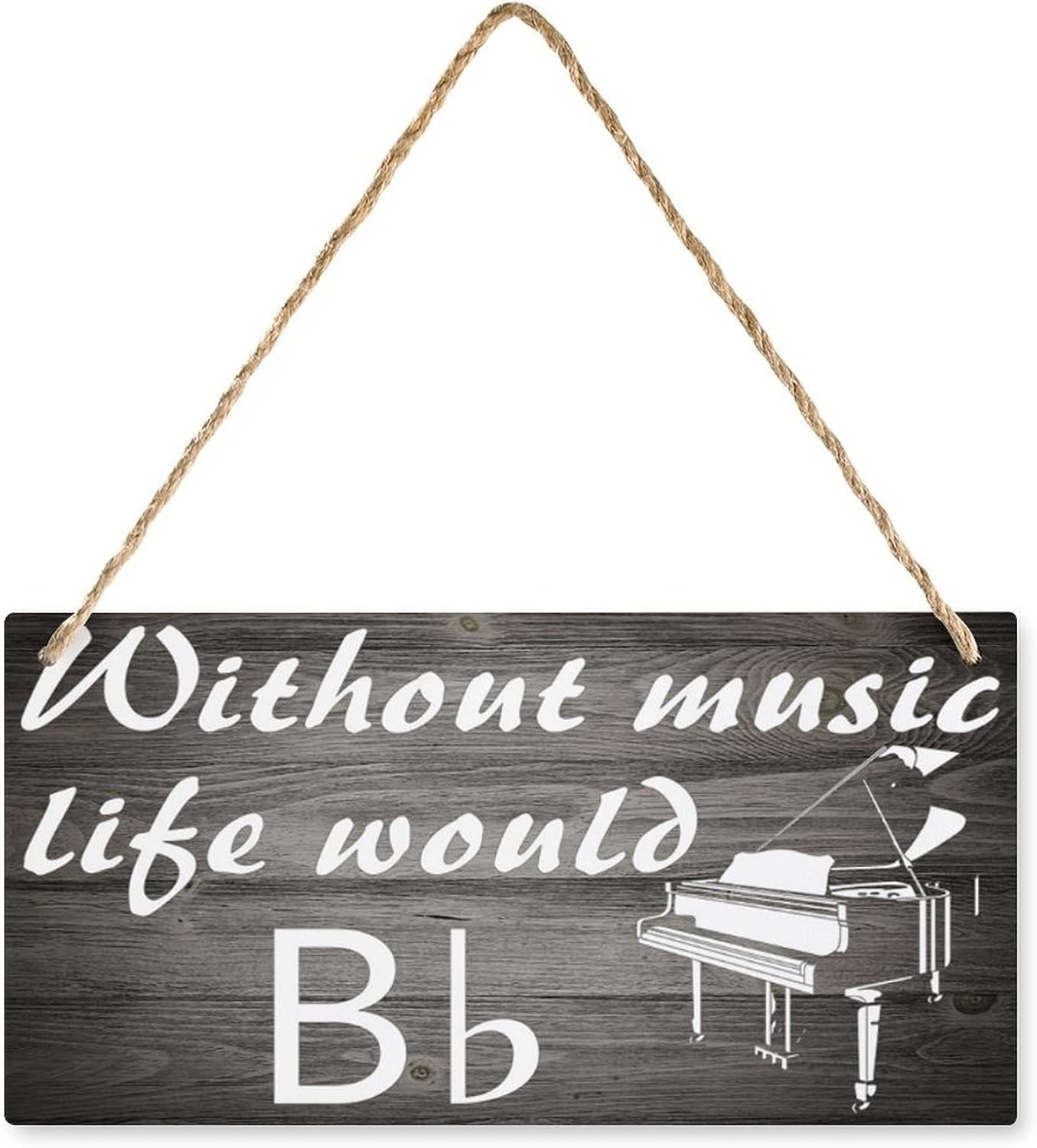 Wood Sign 6x12 Inch Hanging Wood Signs Without Music Life Would Be Flat ...