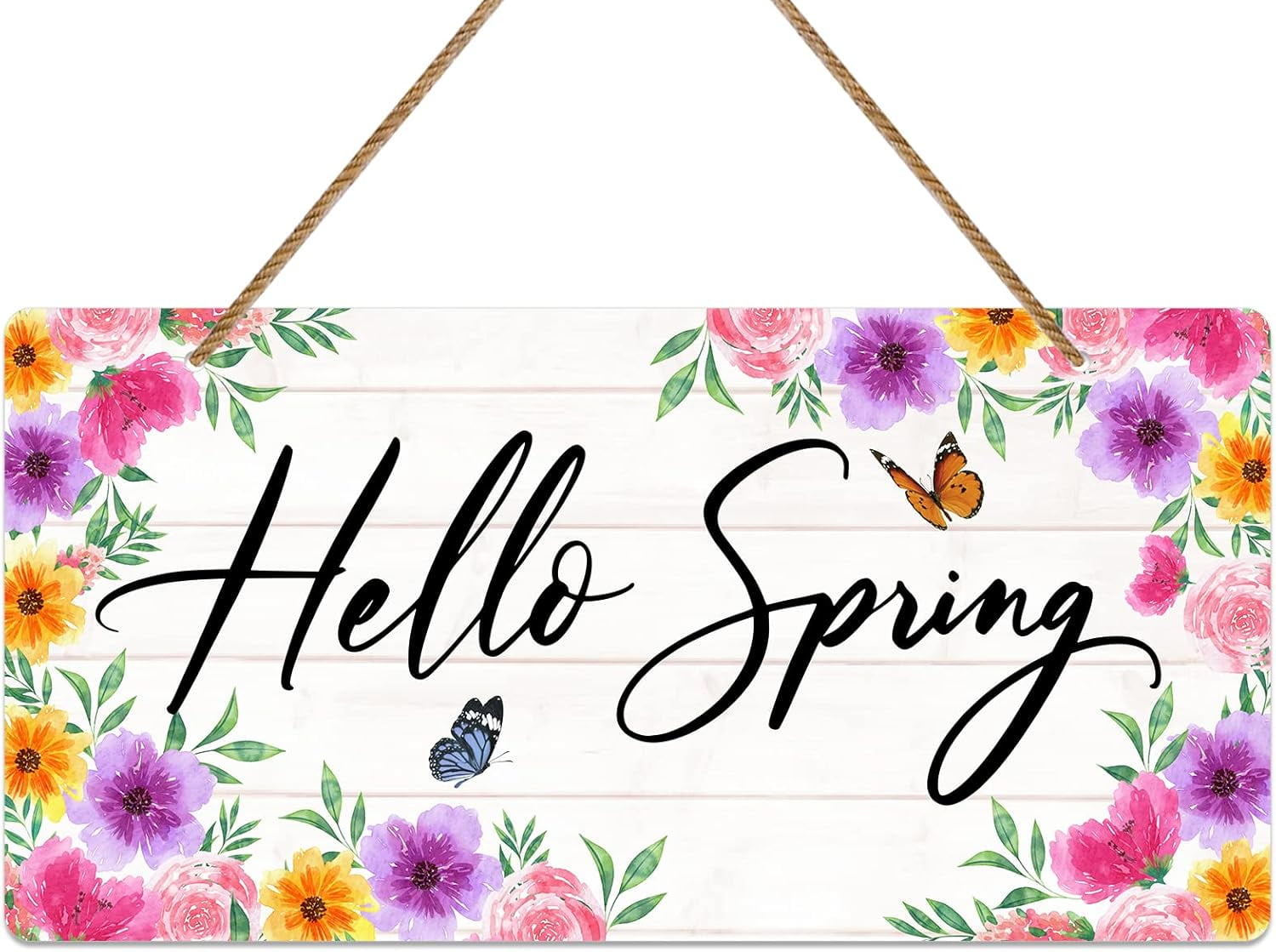 Wood Sign 6x12 Inch Hello Spring Wood Signs Farmhouse Welcome Spring ...