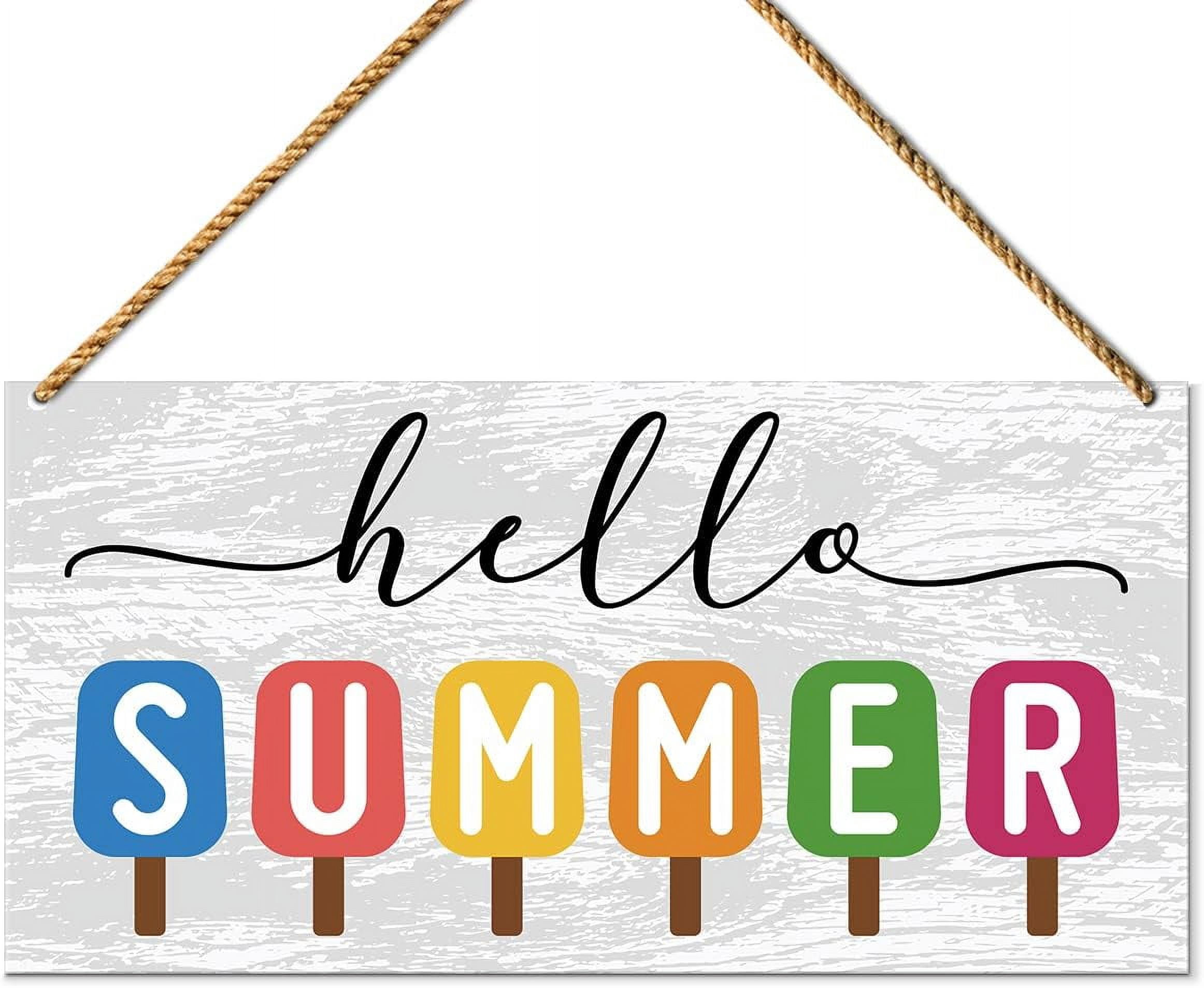Wood Sign 6x12 Inch Hello Summer Sign Decor For Front Door Farmhouse ...