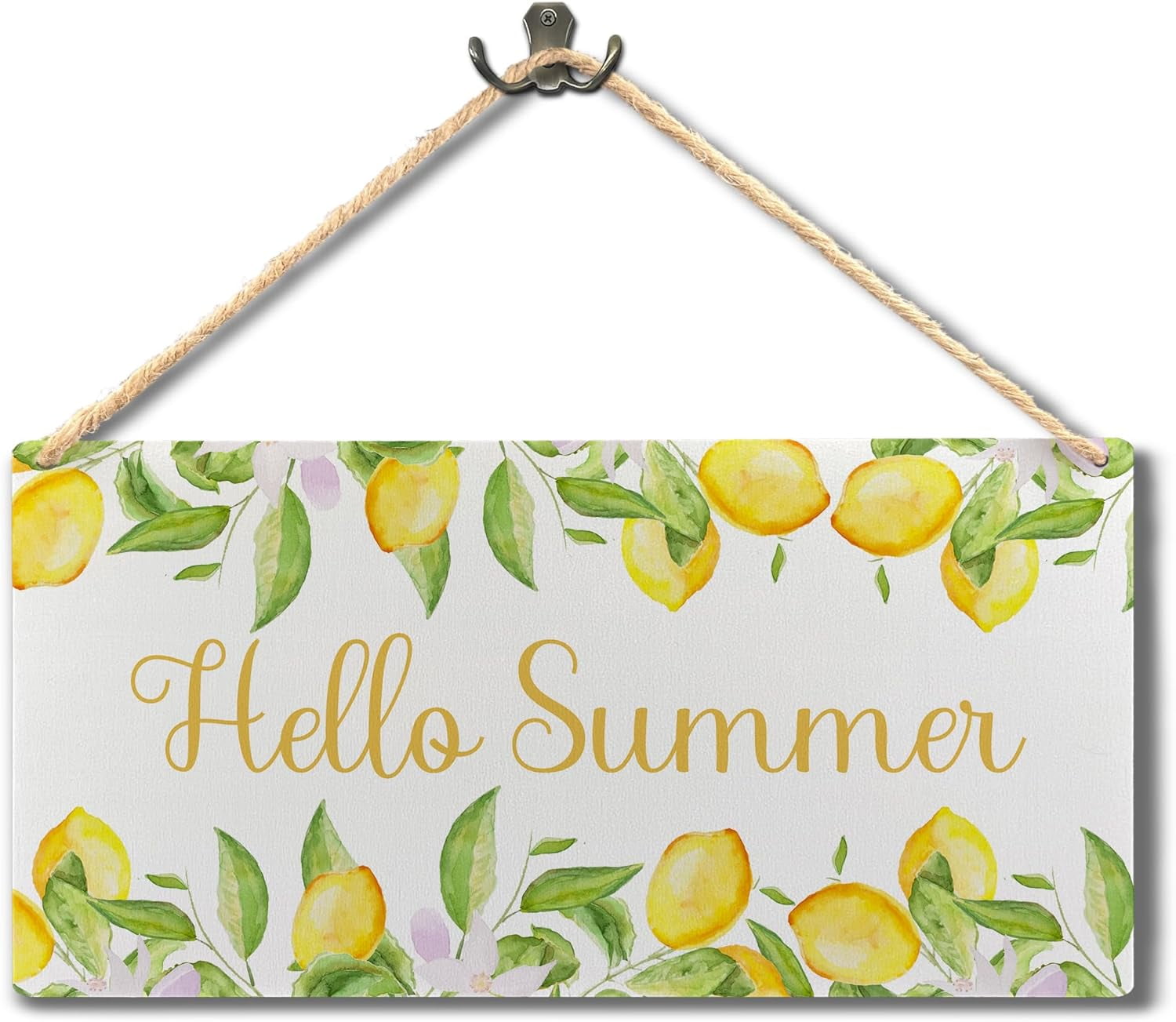 Wood Sign 6x12 Inch Hello Summer Sign Hello Summer Lemon Wood Signs ...