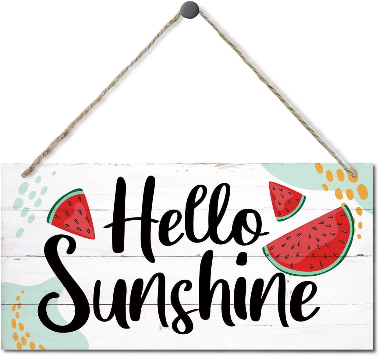 Wood Sign 6x12 Inch Hello Sunshine Wood Signs Farmhouse Watermelon ...