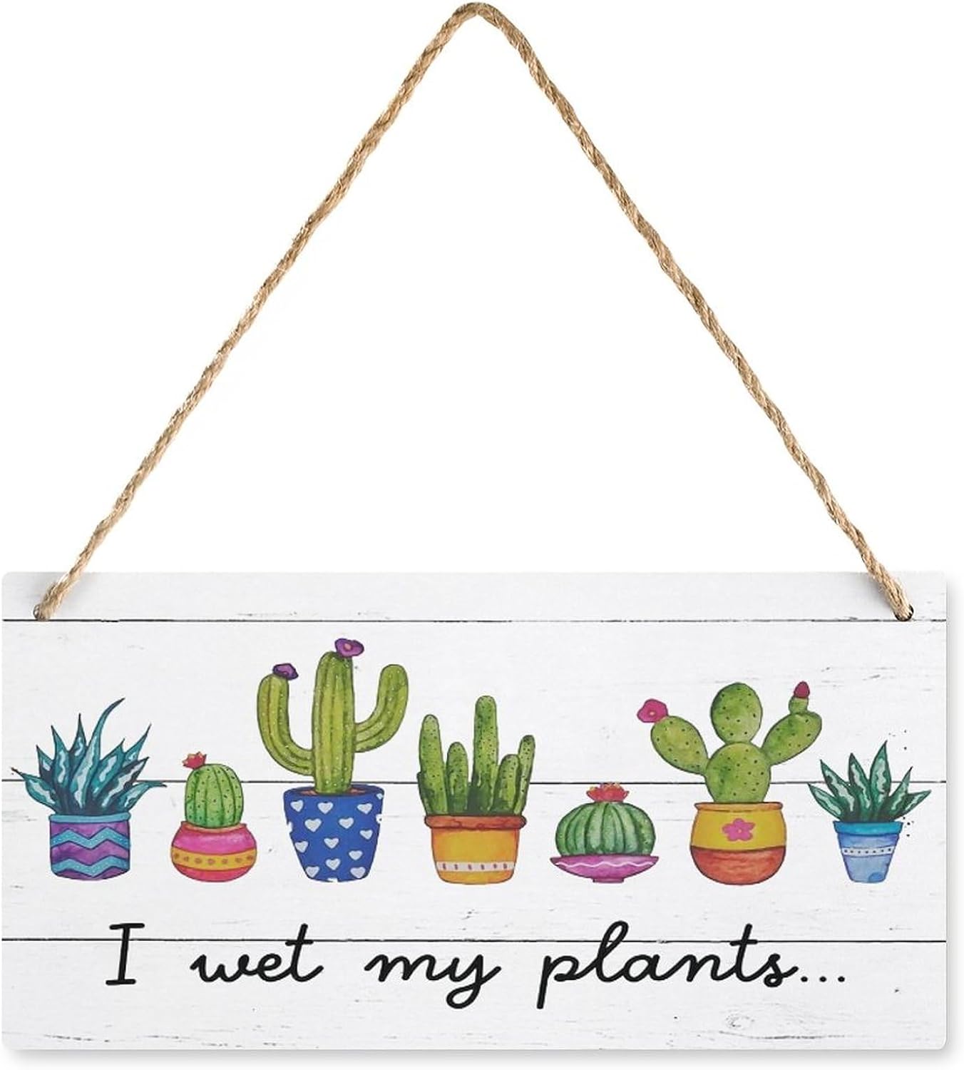 Wood Sign 6x12 Inch I Wet My Plants Funny Plant Shelf Art Succulent ...